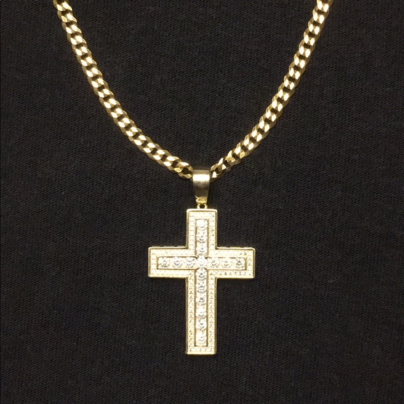 Accessories | Gold Chain Cuban Curb 2in 4mm And Cross | Poshmark